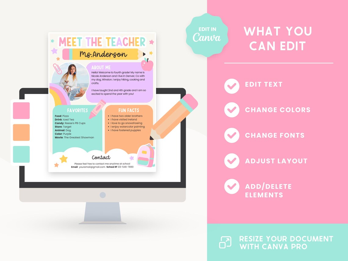 Meet the Teacher Classroom Printable Template, Teacher Introduction ...