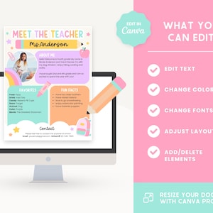 Meet the Teacher Classroom Printable Template, Teacher Introduction ...