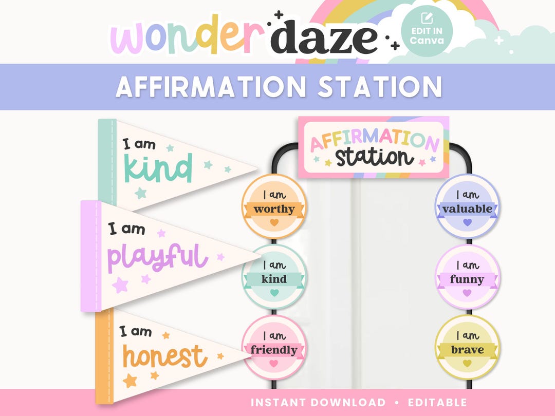 Classroom Affirmation Station Display, Colorful Pastel Classroom Decor ...