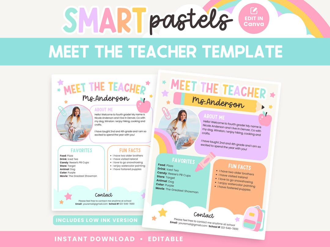Meet the Teacher Classroom Printable Template, Teacher Introduction ...