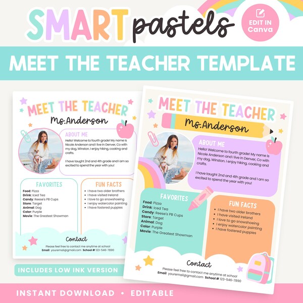 Meet the Teacher Teacher Template Flyer Neutral Theme Teacher Resource ...