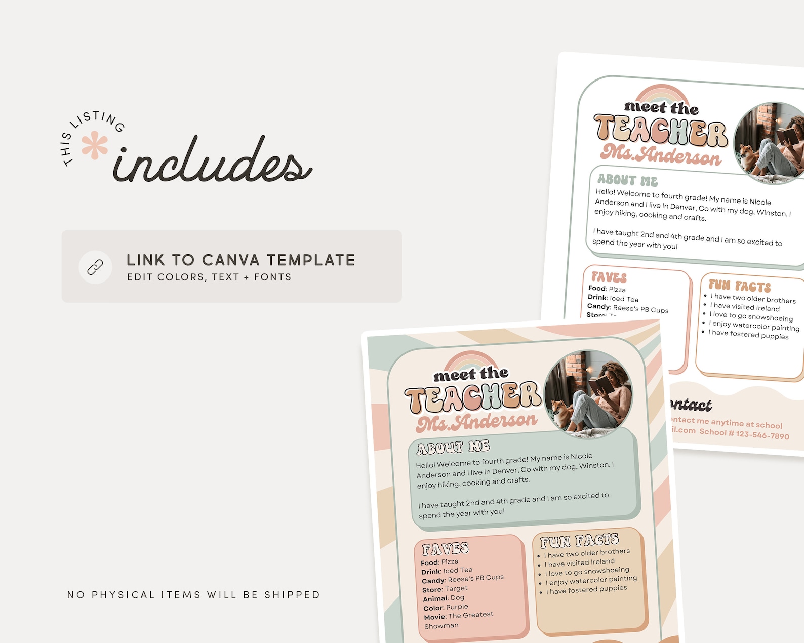 Meet the Teacher Classroom Printable Template, Teacher Introduction ...