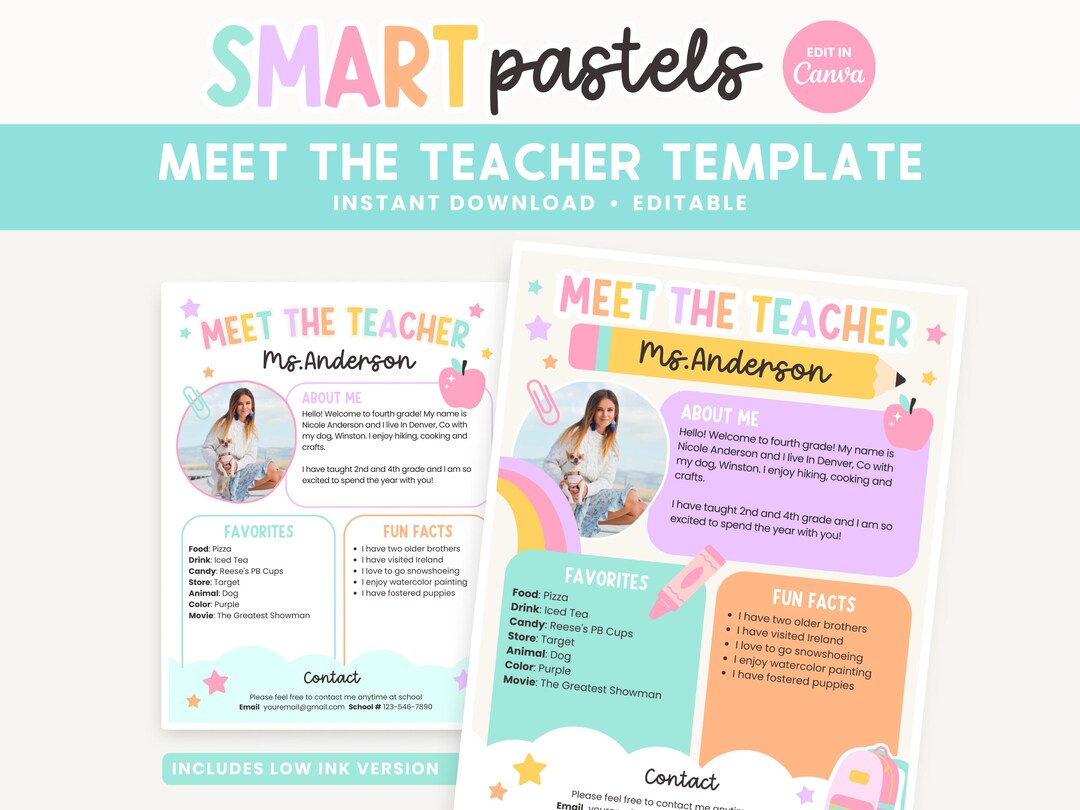 Meet the Teacher Classroom Printable Template, Teacher Introduction ...