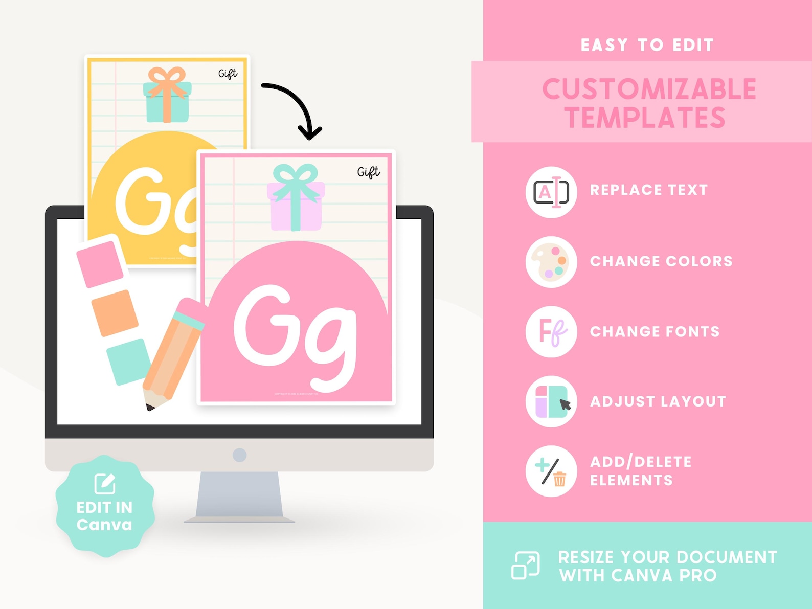 Alphabet Classroom Editable Posters, ASL Letter Templates, Cute Rainbow ...