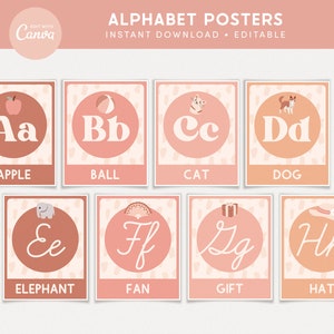 Alphabet Classroom Editable Posters, Letter Templates, Boho Canva ...