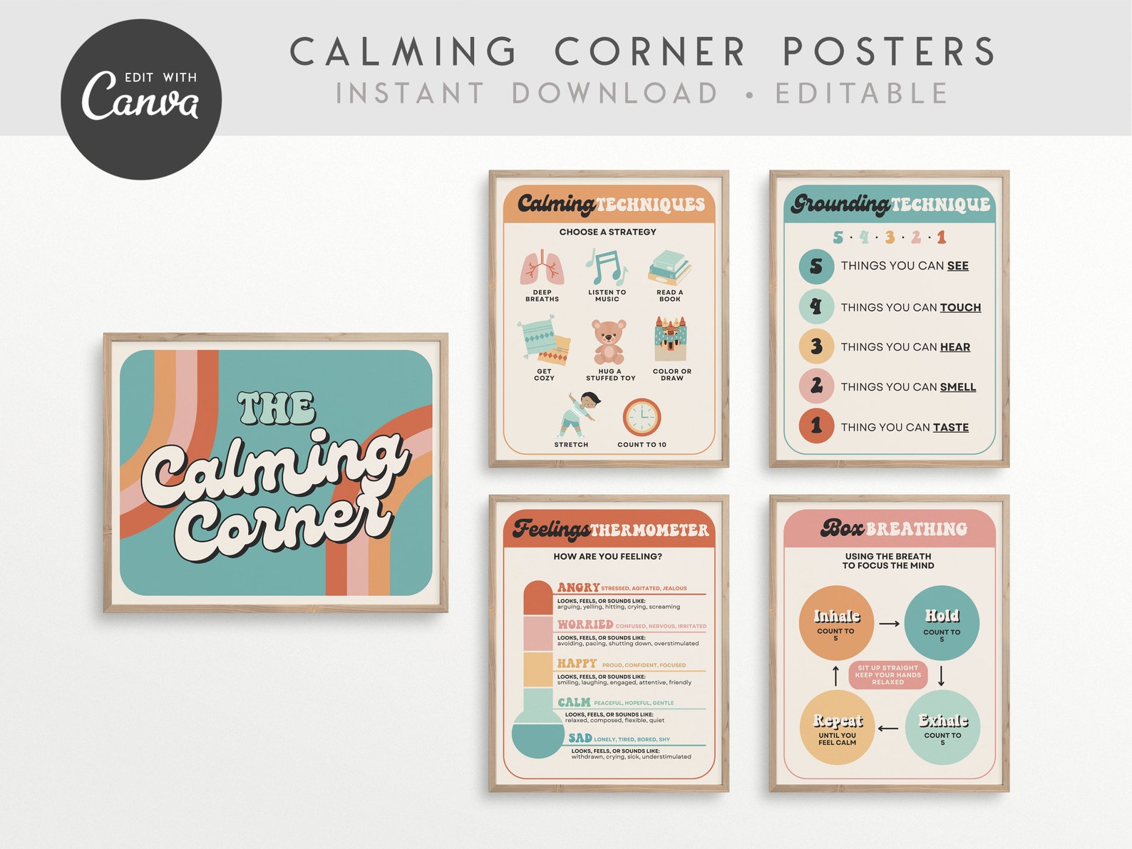 Calming Corner Editable Classroom Printables Calm Down - Etsy