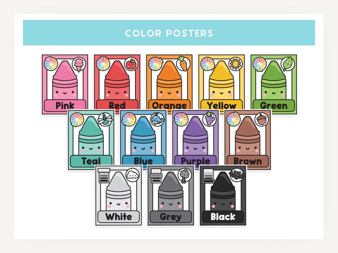 Editable Kinder Brights Color Posters | Cute Crayon-themed Classroom ...