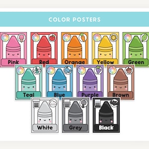 Editable Kinder Brights Color Posters | Cute Crayon-themed Classroom ...