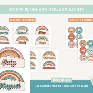 Classroom Birthday Printable Display, Editable in Canva, Groovy Retro ...