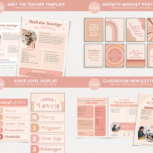 Editable Classroom Rosy Boho Complete Collection Printable Bundle ...