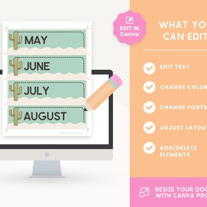 Classroom Flip Calendar Display, Bright Desert Classroom Decor ...