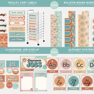 Editable Classroom Groovy Retro Complete Collection Printable Bundle ...