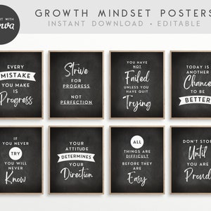 Growth Mindset Editable Classroom Printable Posters Classroom - Etsy