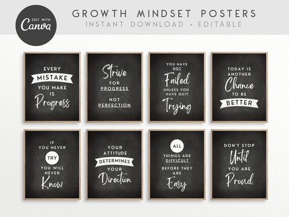 Growth Mindset Editable Classroom Printable Posters Classroom - Etsy