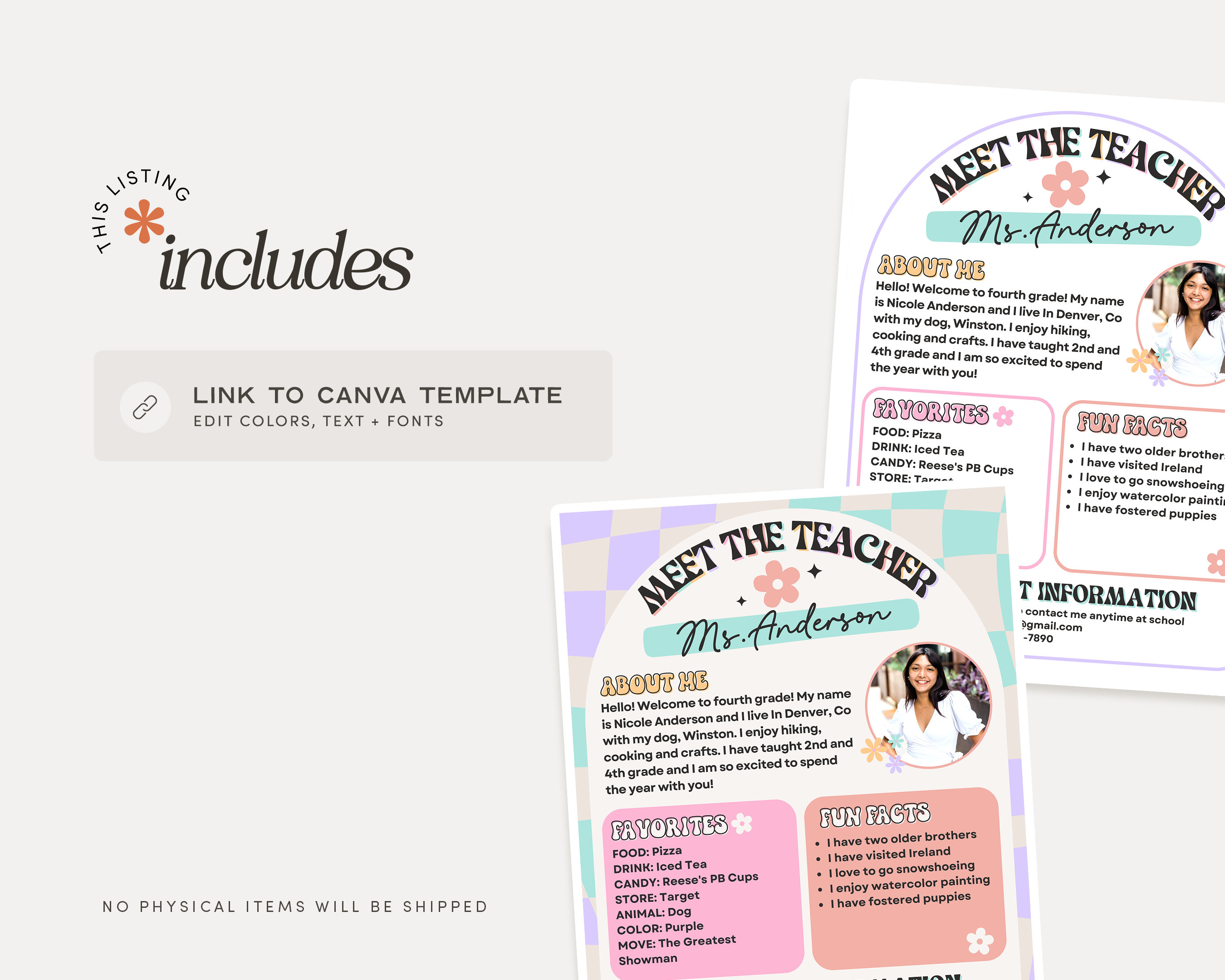 Meet the Teacher Classroom Printable Template, Teacher Intro, Retro ...
