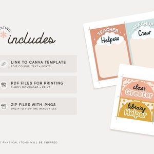 Editable Classroom Job Display, Modern Cute Classroom Decor, Canva ...