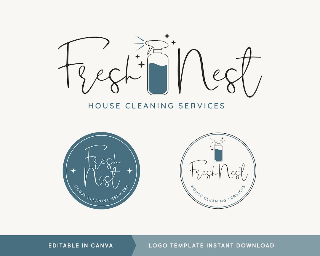 Editable Canva Cleaning Logo Designs, DIY Cleaning Service Logo, Round ...