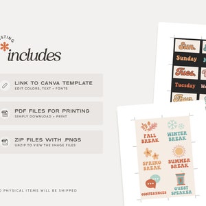 Classroom Calendar Display and Weather Station, Printable Groovy Retro ...