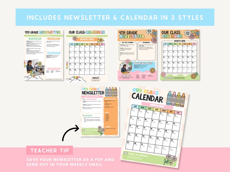 Retro Classroom Newsletter Template Editable | Canva Teacher Newsletter ...