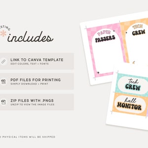 Classroom Job Display, Editable Canva Templates, Groovy Pastel ...