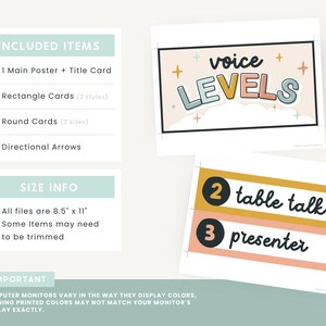 Voice Level Chart Classroom Printable Display, Editable in Canva, Cute ...