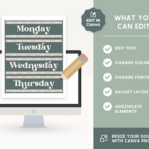 Classroom Flip Calendar Display, Modern Boho Classroom Decor, Editable ...