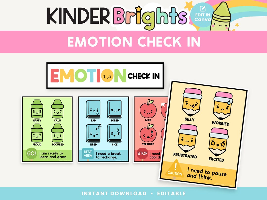 Editable Emotion Check-in Posters for Kids | Classroom SEL Tool ...