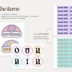 Classroom Birthday Printable Display, Editable in Canva, Groovy Pastel ...