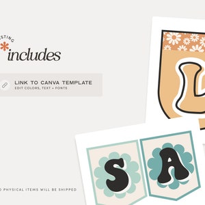 Classroom Bulletin Board Letters, Editable in Canva, Groovy Retro ...