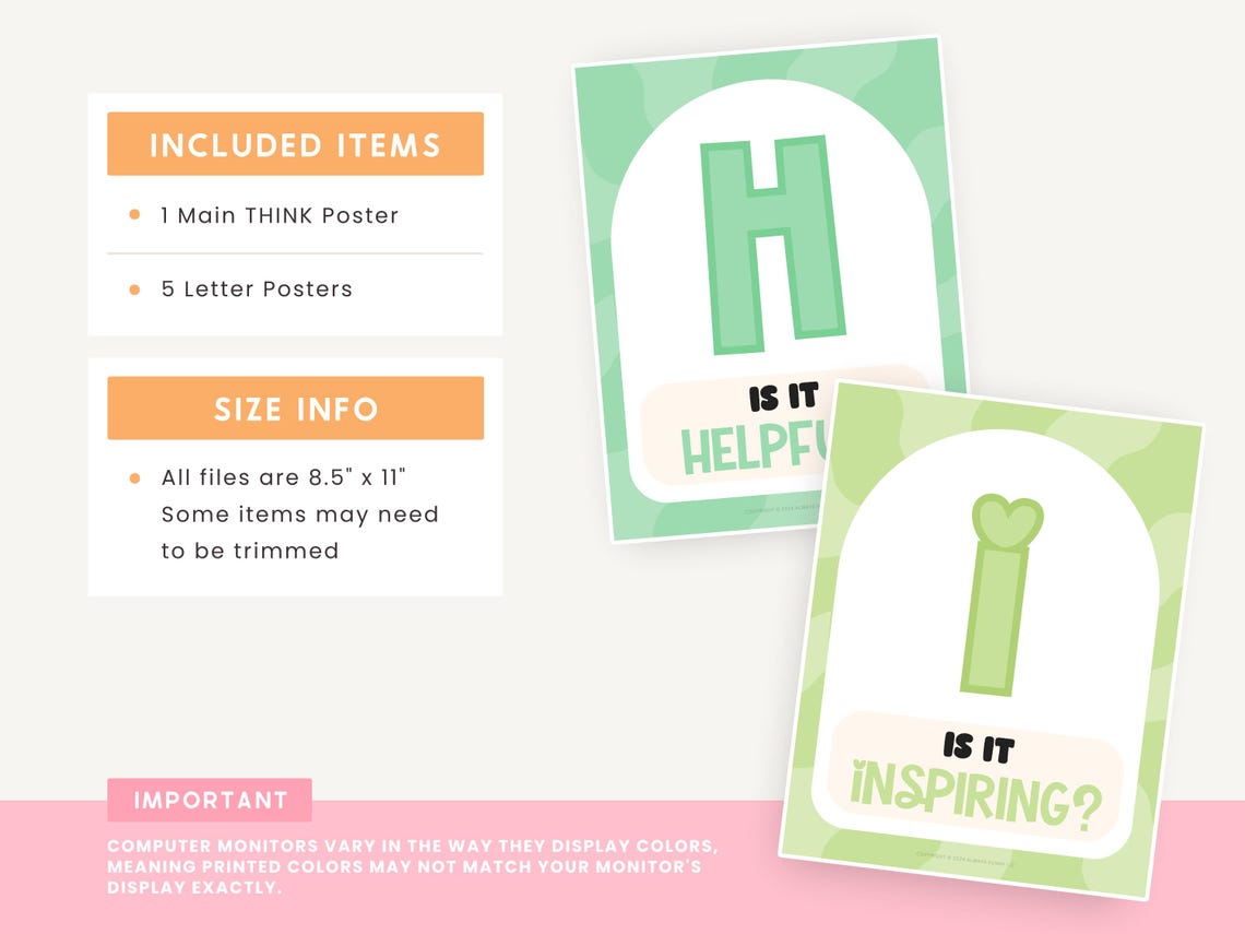 Retro Sunshine THINK Before You Speak Poster Set | Editable Canva SEL ...