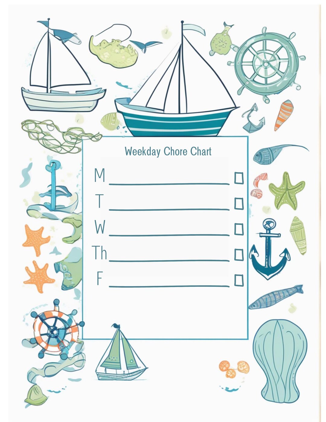 Printable Weekday Chore Chart for Kids – Fill-in-the-blank Checklist ...