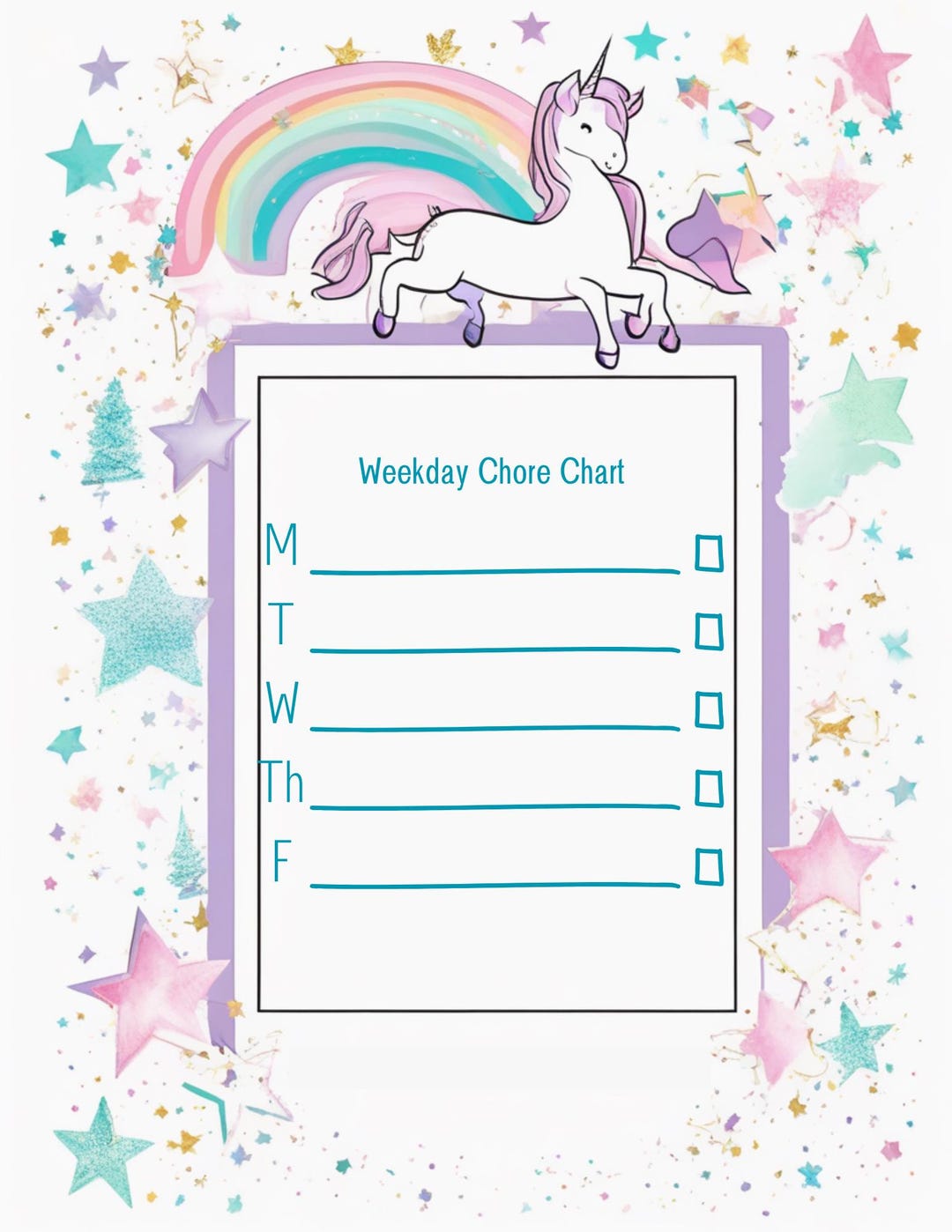 Printable Weekday Chore Chart for Kids – Fill-in-the-blank Checklist ...