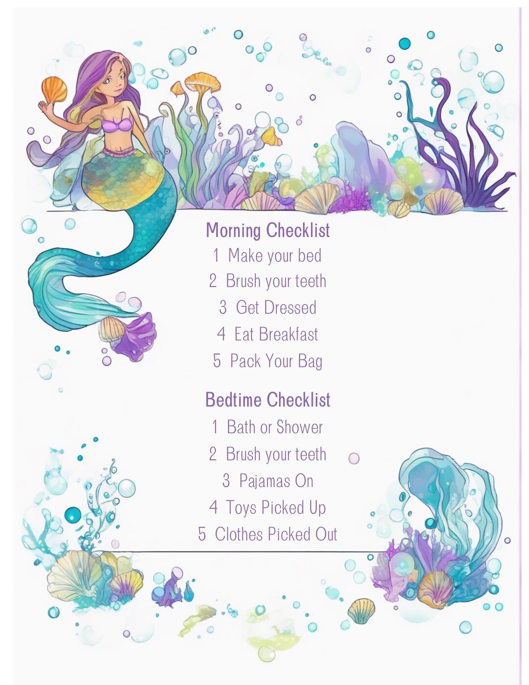 Kid's Daily Checklist – Morning & Night Routine Chart – Printable PDF ...