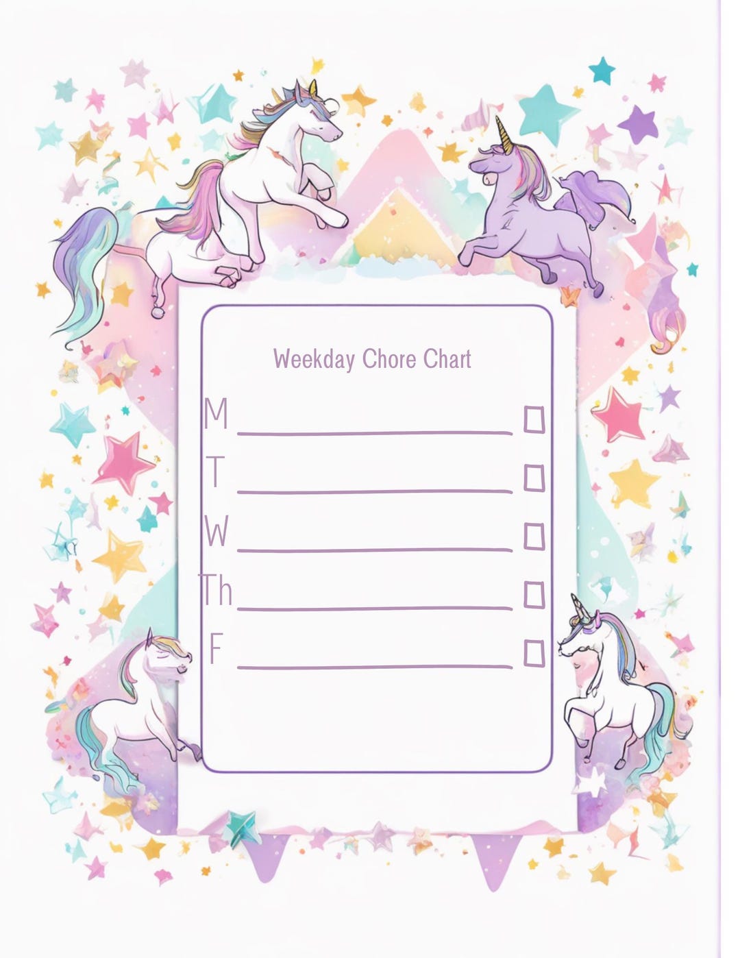 Printable Weekday Chore Chart for Kids – Fill-in-the-blank Checklist ...