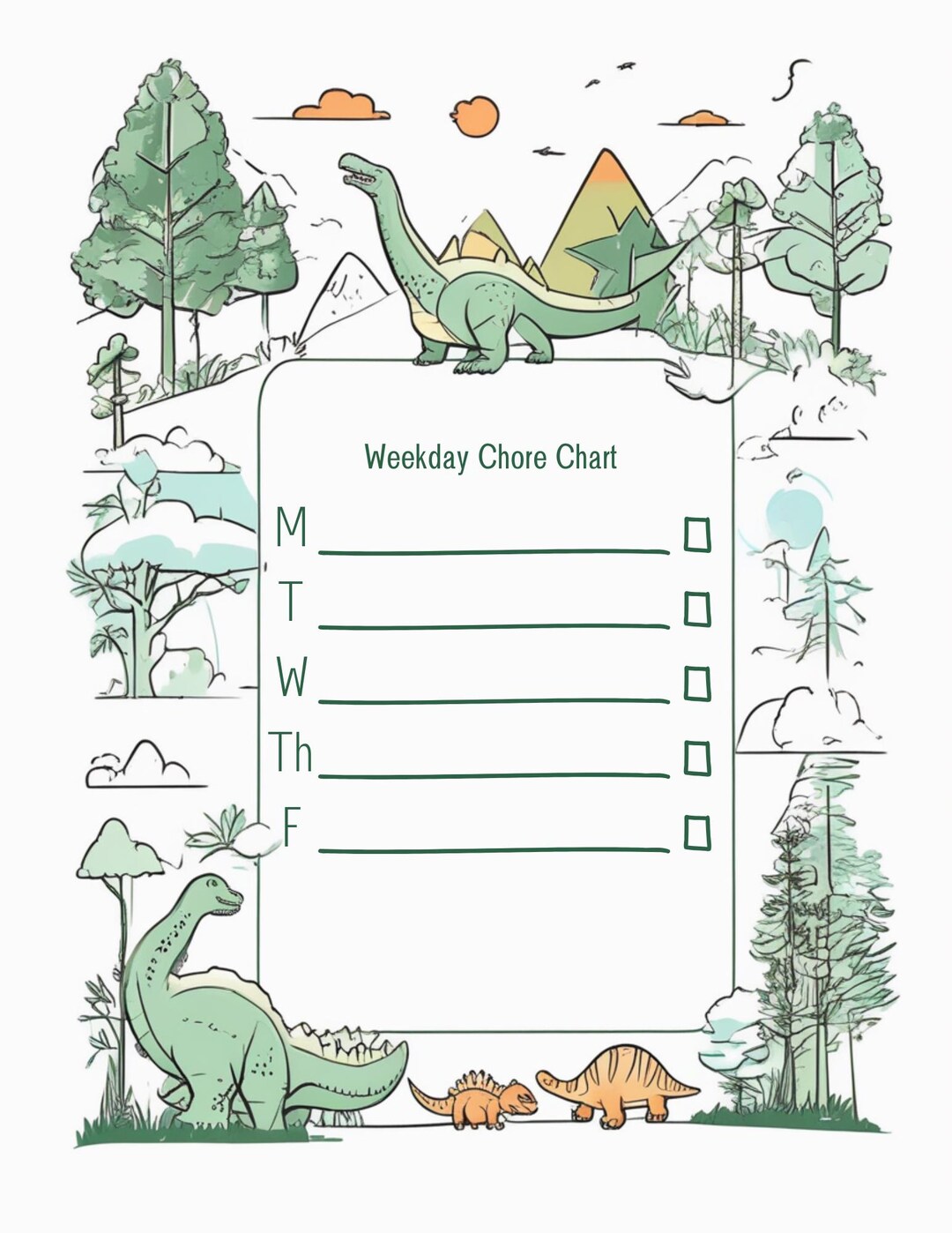Printable Weekday Chore Chart for Kids – Fill-in-the-blank Checklist ...