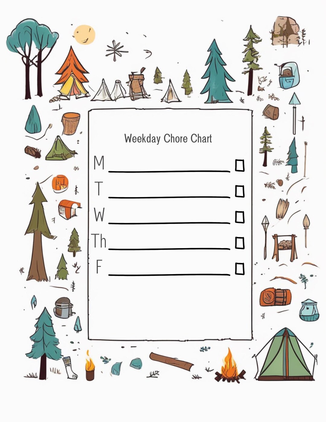 Printable Weekday Chore Chart for Kids – Fill-in-the-blank Checklist ...