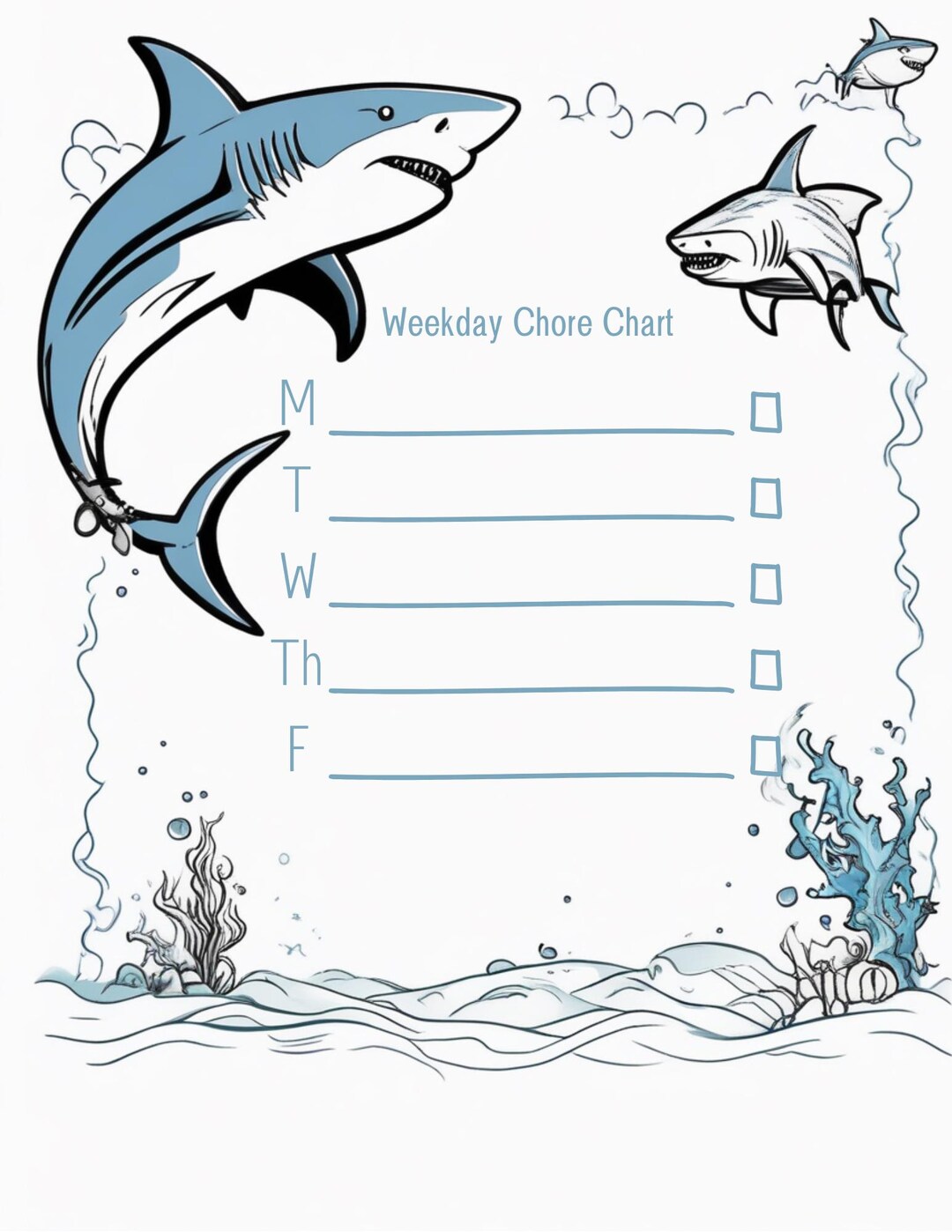 Printable Weekday Chore Chart for Kids – Fill-in-the-blank Checklist ...