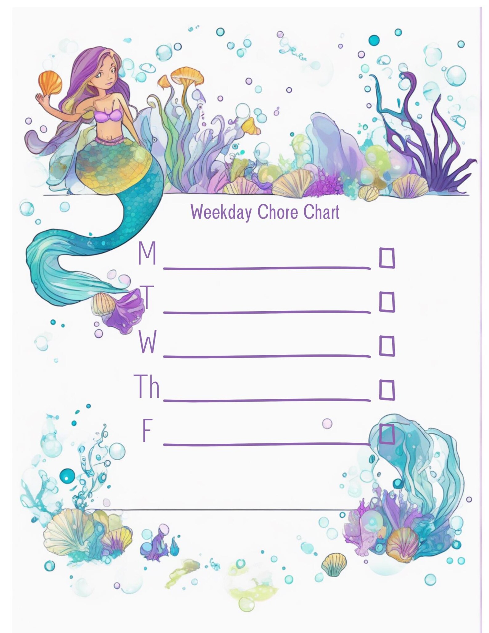 Printable Weekday Chore Chart for Kids – Fill-in-the-blank Checklist ...