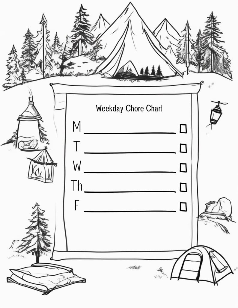 Printable Weekday Chore Chart for Kids – Fill-in-the-blank Checklist ...