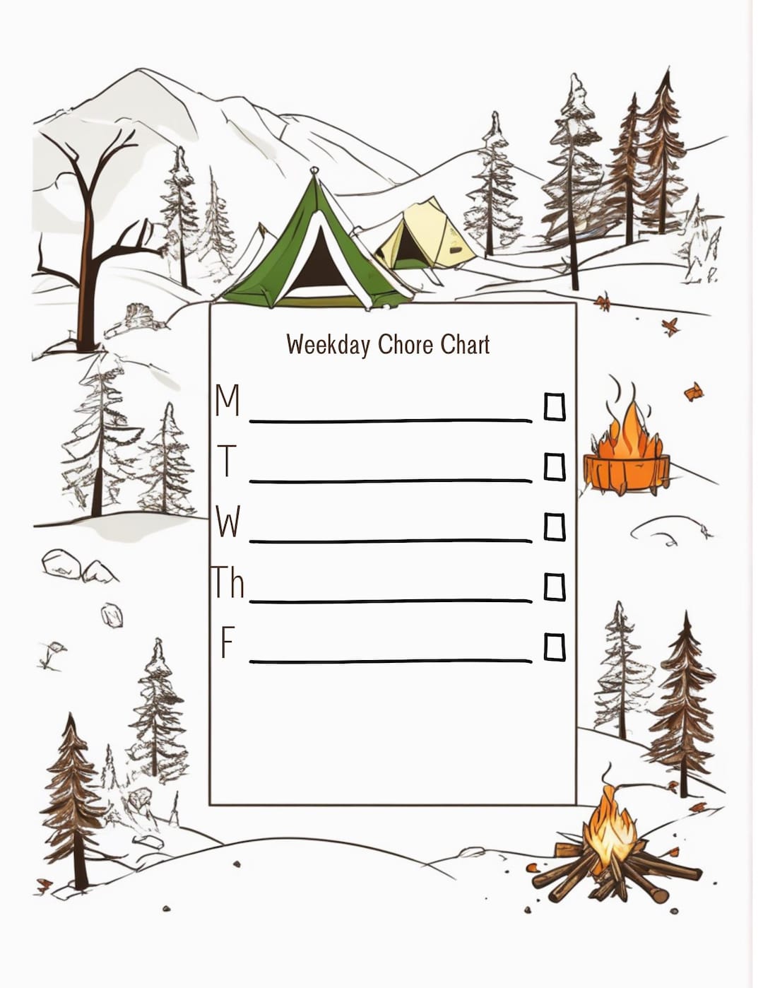 Printable Weekday Chore Chart for Kids – Fill-in-the-blank Checklist ...