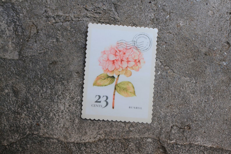 Vintage Hydrangea Postage Stamp 3” Sticker for Laptop, Water Bottle ...
