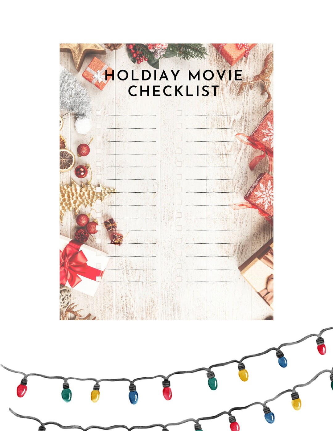 Holiday Movie Checklist *digital Item Only* - Etsy