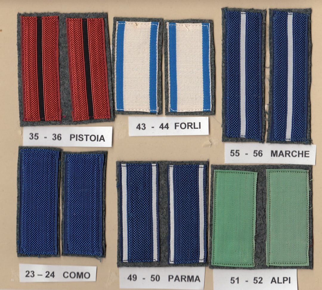 Italian WWII Collar Tabs for Regiments Forlì, Marche, Como, Parma, Alpi ...