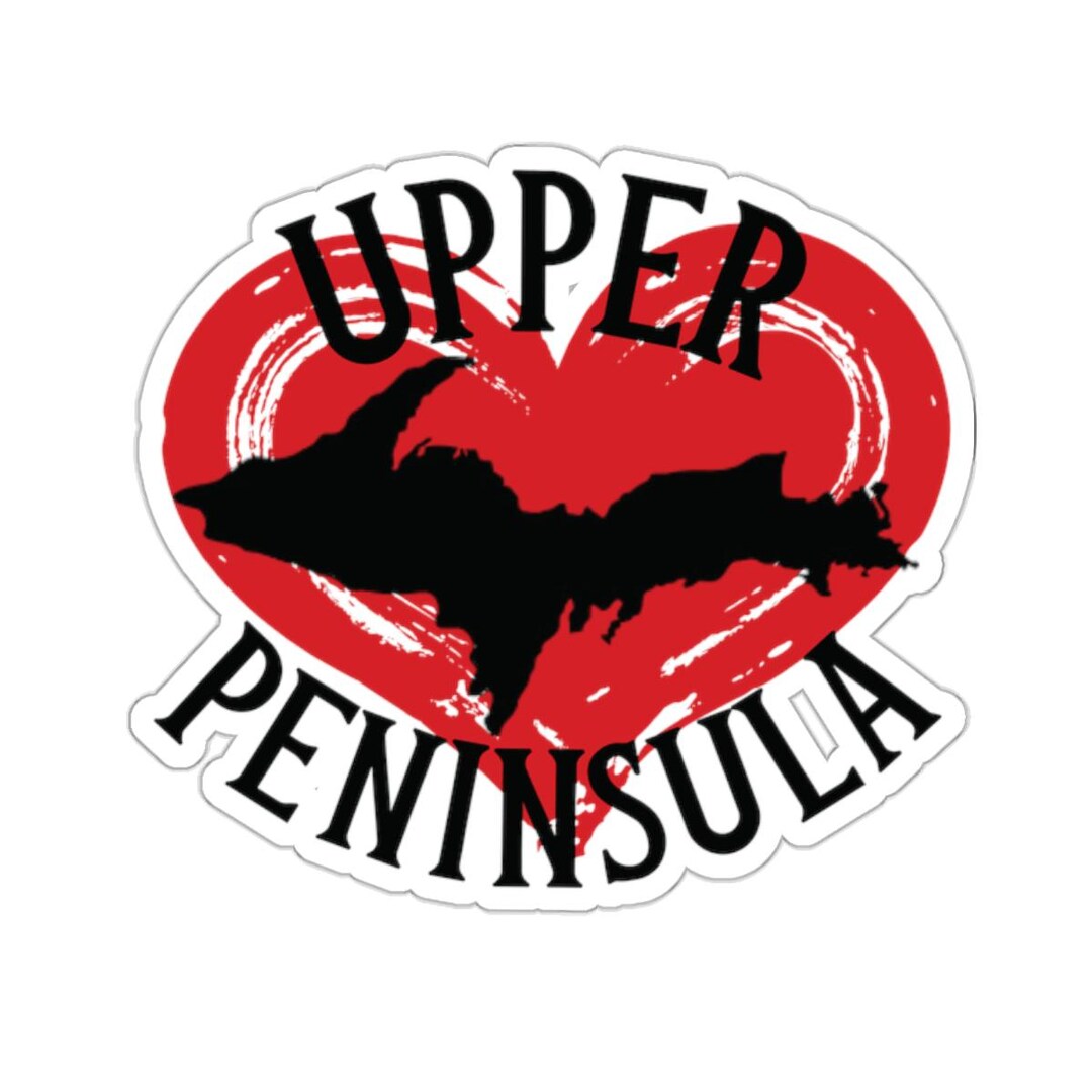 Stickers - Upper Peninsula Michigan Heart Sticker, Travel Laptop Water ...