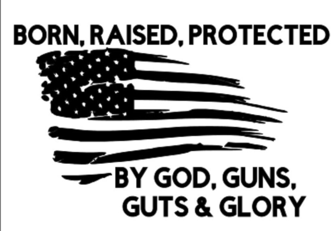 Buy Born Raised Protected by God, Guns, Guts & Glory Vinyl Decal Online ...