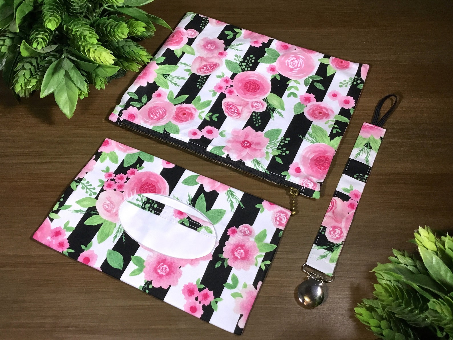 Striped Pink Rose Wipe Case Wipes Case Wipes Holder Wipes - Etsy