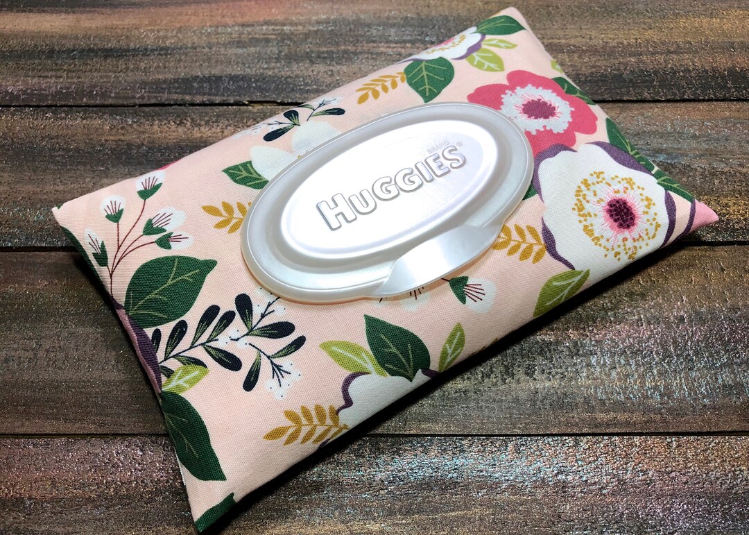 Peach Floral Print Wipe Case / Travel Wipes Case / Wipes Case Cover ...