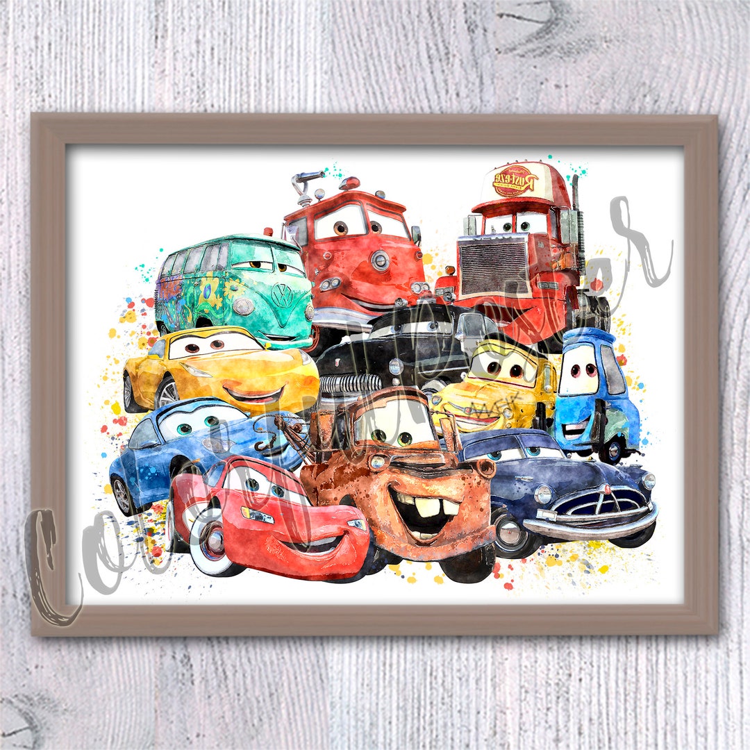 Cars Poster Cars Wall Decor Cars Print All Cars Illustration Nursery ...