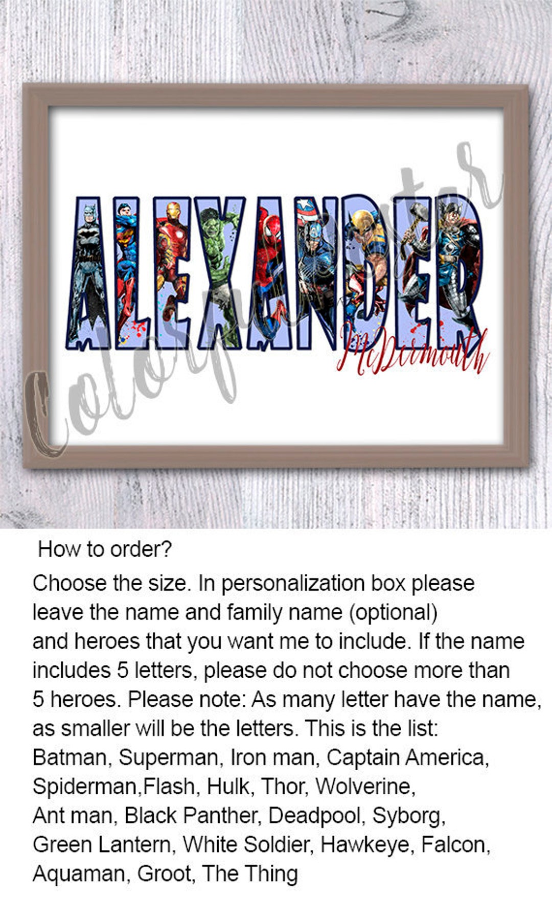 Custom Superhero Name Print: Comic Book Style Nursery Decor V657 - Etsy