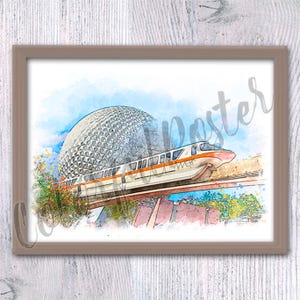 Epcot Poster Watercolor Theme Park Art Print V673 Etsy